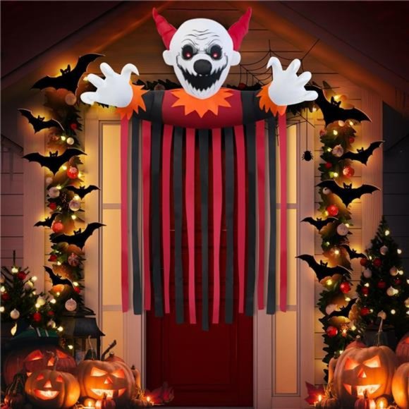 Holiday | 5ft Clown Hug Inflatable Door Curtain Halloween Inflatable ...